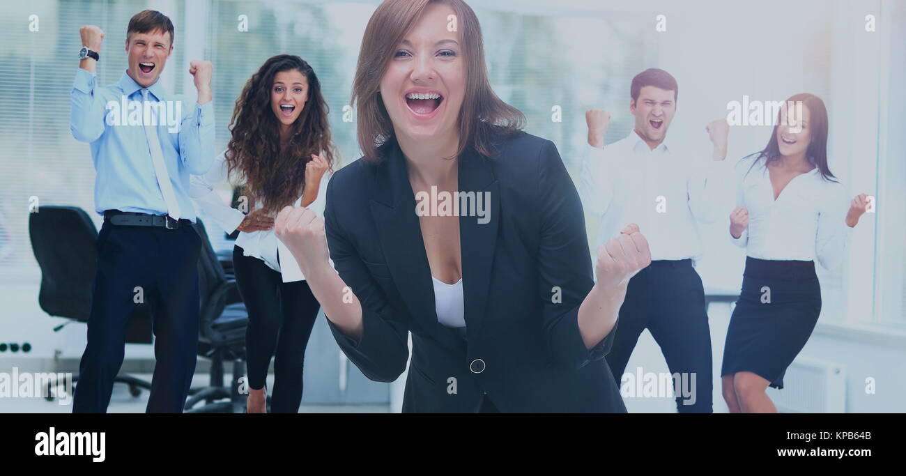 Happy Successful Business team at modern office Stock Photo - Alamy