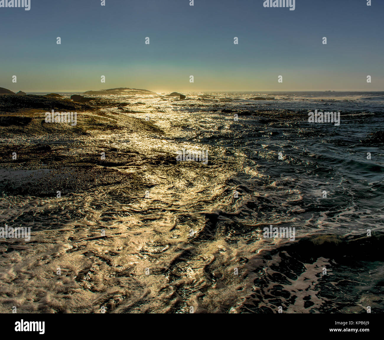 olorful seascape image of a rough atlantic ocean with waves, rocks ...