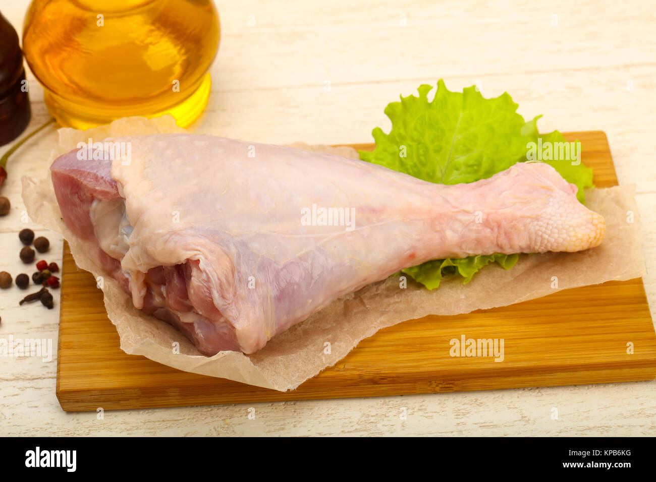 Raw Turkey leg ready for cooking Stock Photo - Alamy