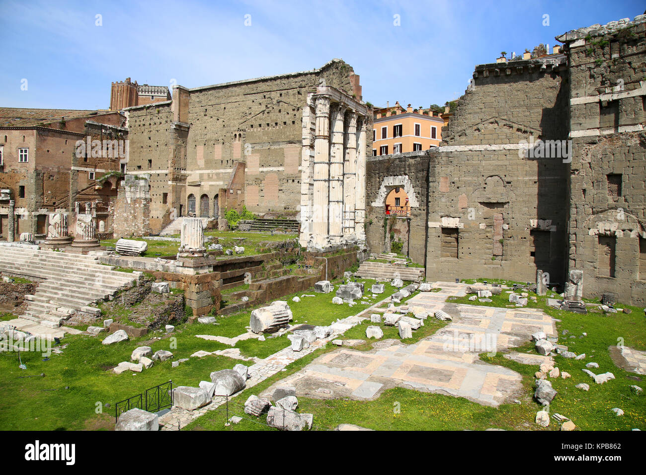 The Forum of Augustus (Foro di Augusto) with the temple in Rome, Italy ...