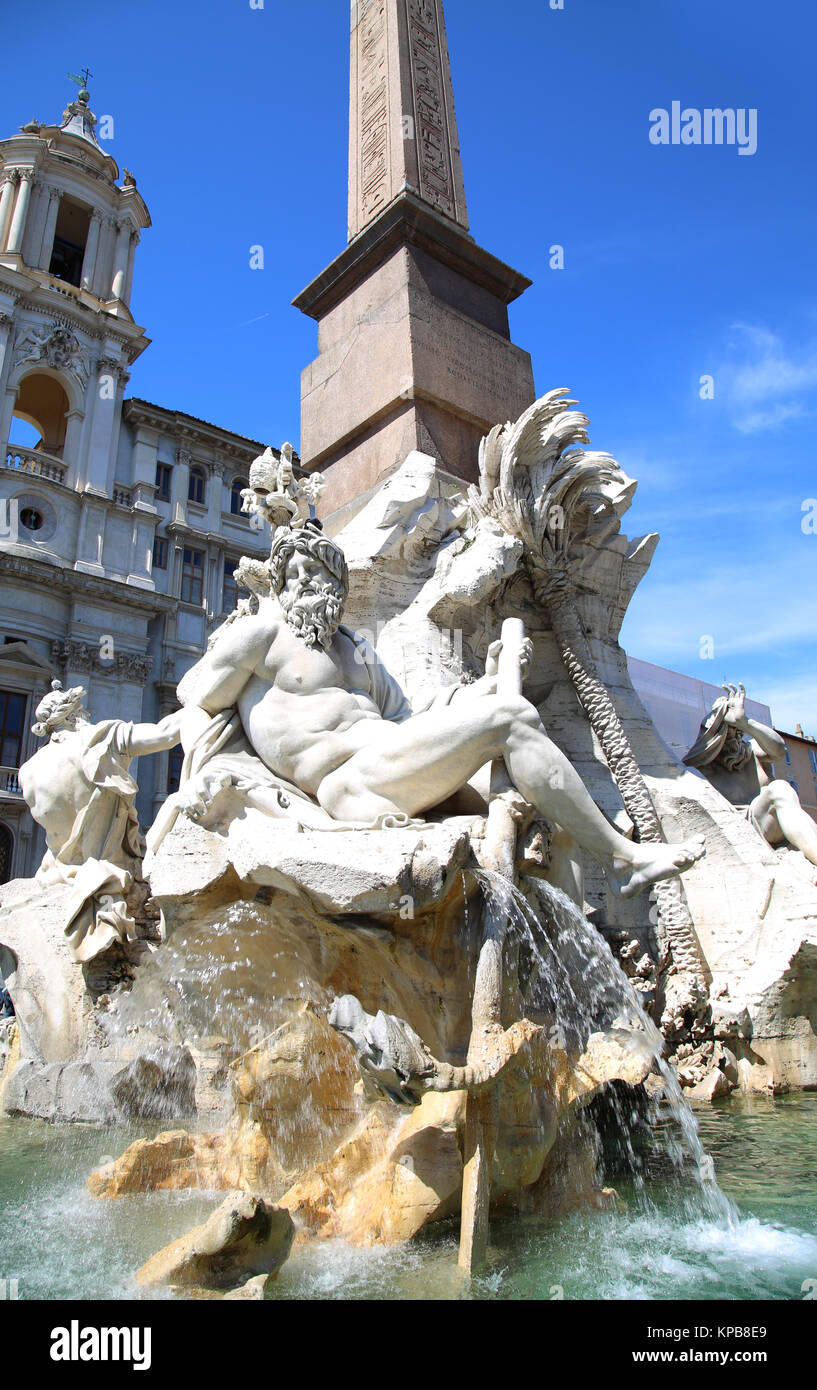 Fountain Zeus in Bernini's, dei Quattro Fiumi in the Piazza Navona in ...