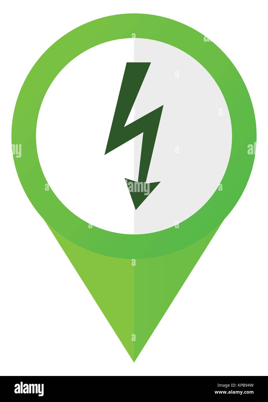 Bolt green flat design pointer vector icon isolated on white background ...