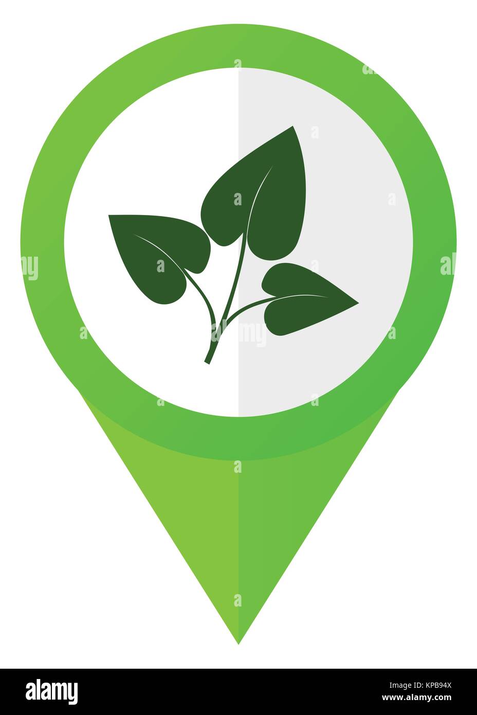 Leaf green flat design pointer vector icon isolated on white background ...