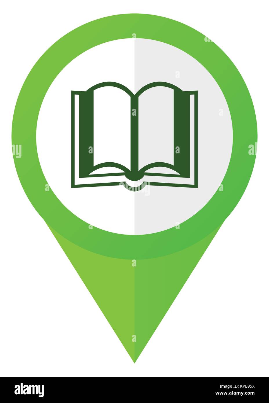 Book green flat design pointer vector icon isolated on white background ...