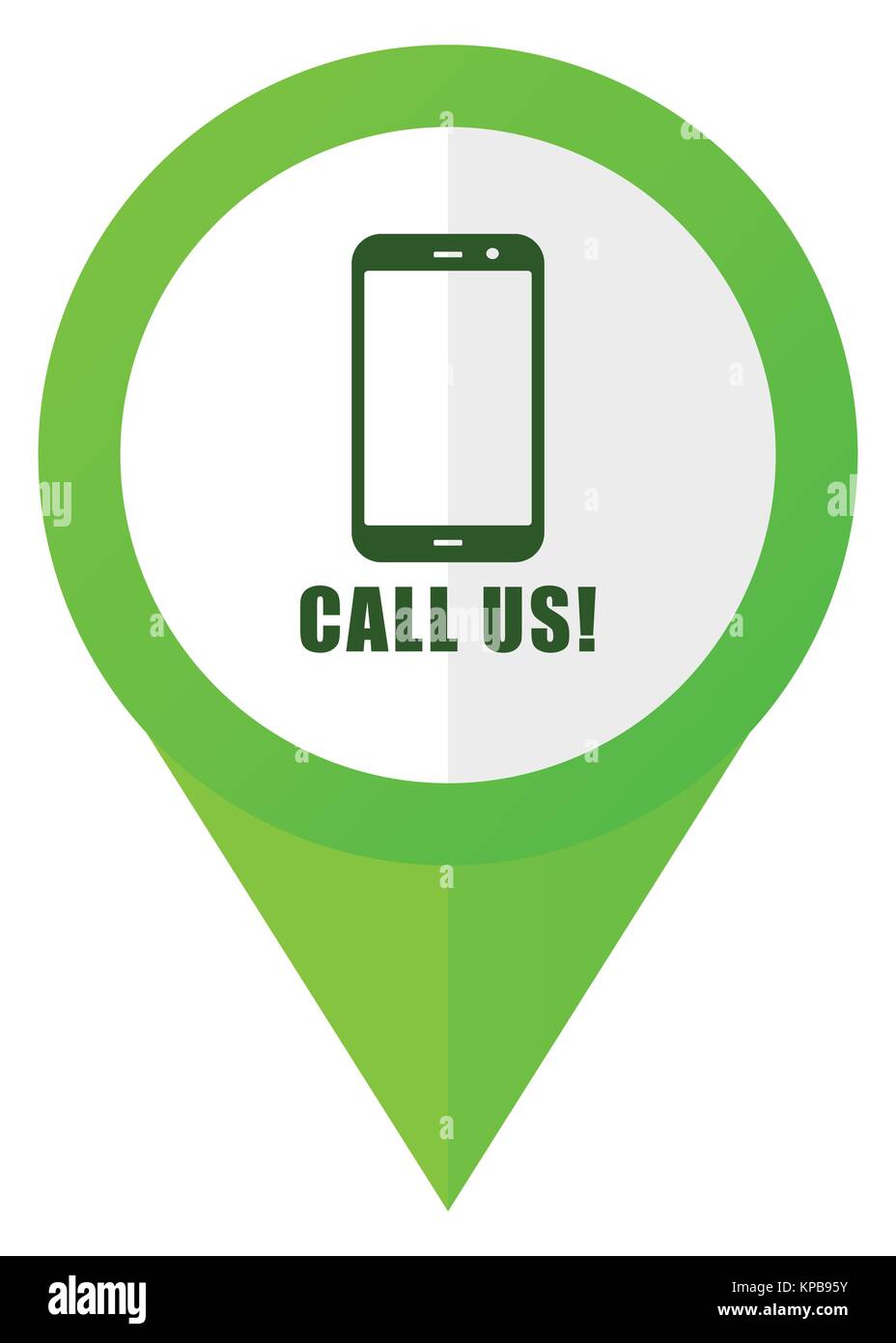 Call us green flat design pointer vector icon isolated on white ...