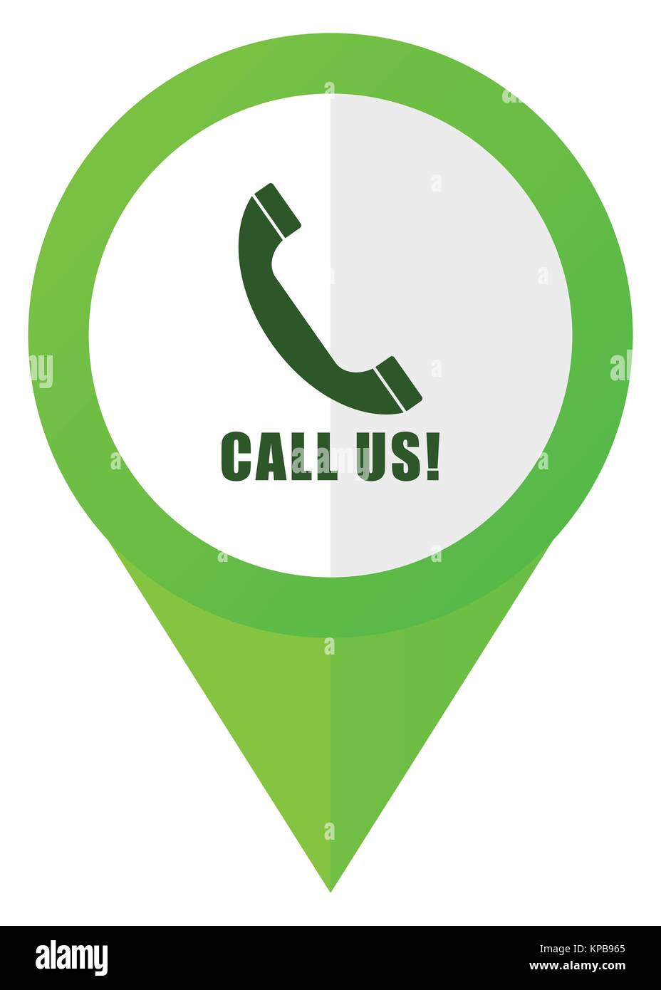 Call us green flat design pointer vector icon isolated on white ...