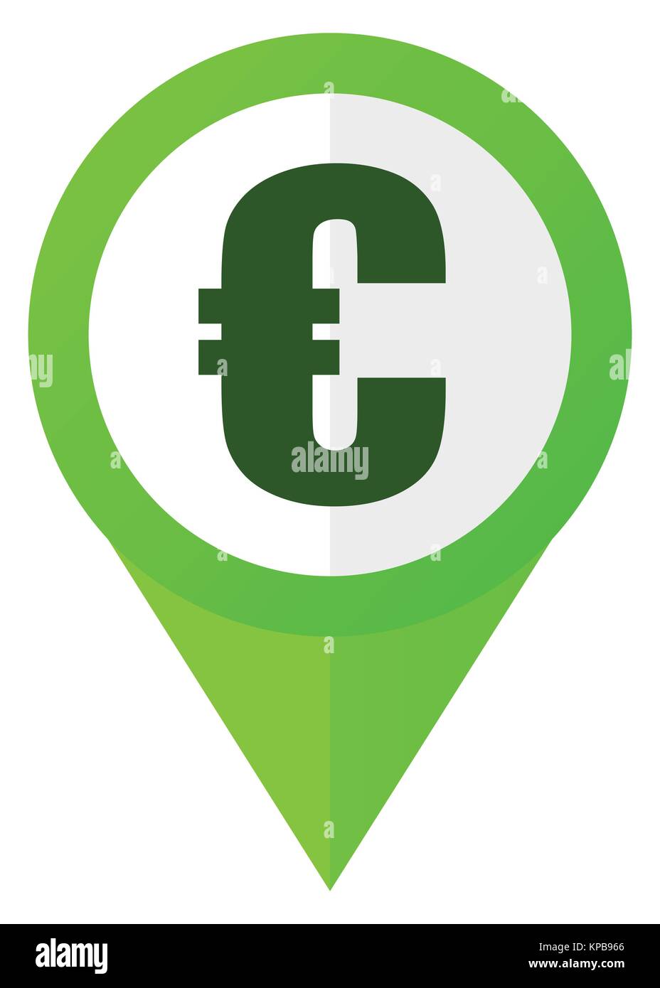 Euro green flat design pointer vector icon isolated on white background ...