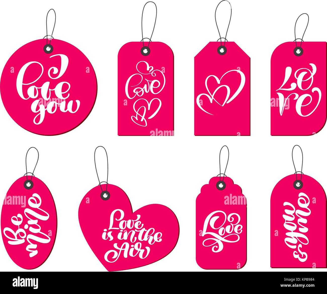 Collection of hand drawn cute gift tags with the inscription I love you ...