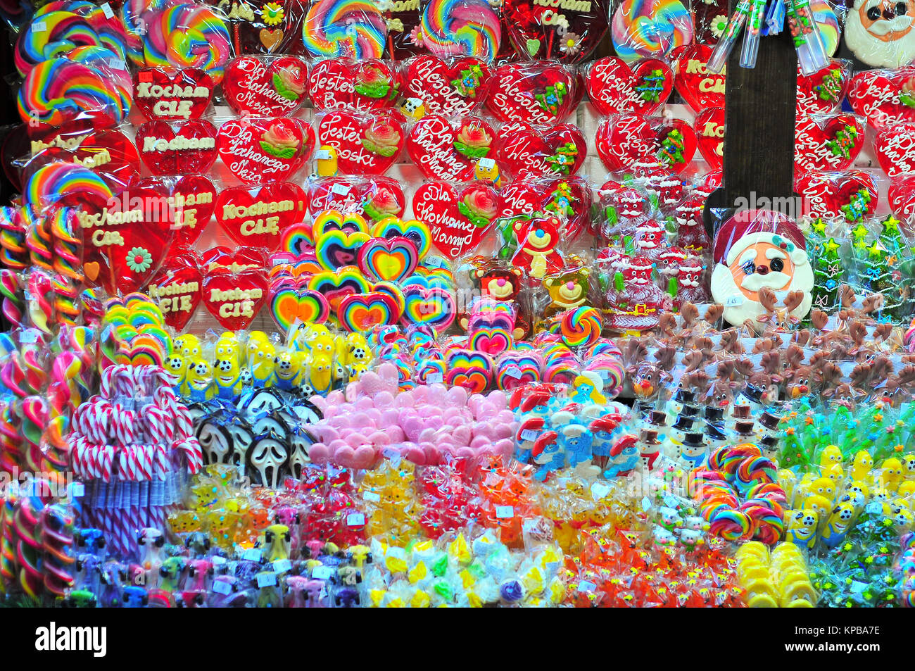 Stall with sweets in Poland, Wroclaw Christmas market Stock Photo - Alamy
