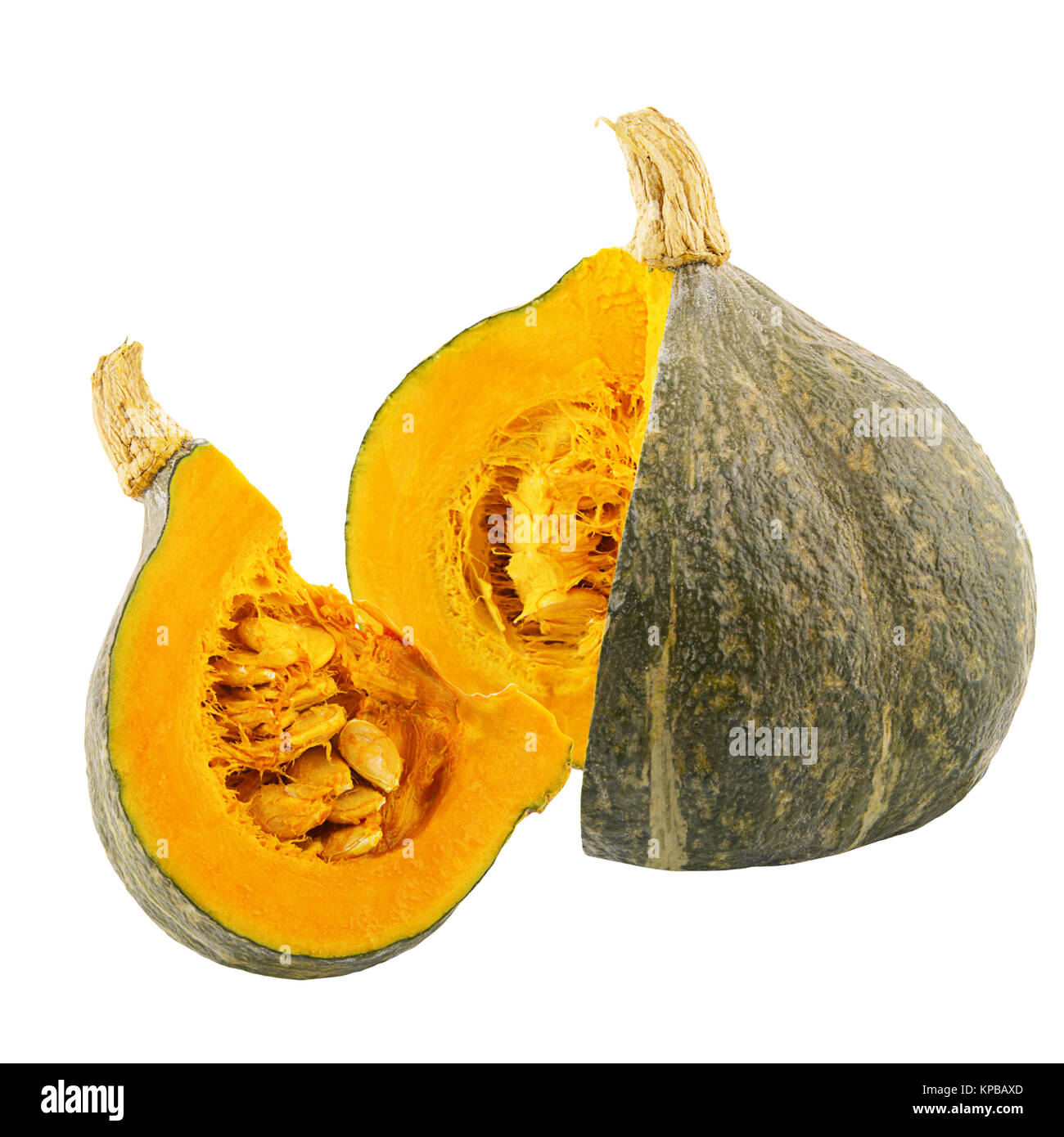 Cut pumpkin isolated on white background with clipping path for package ...