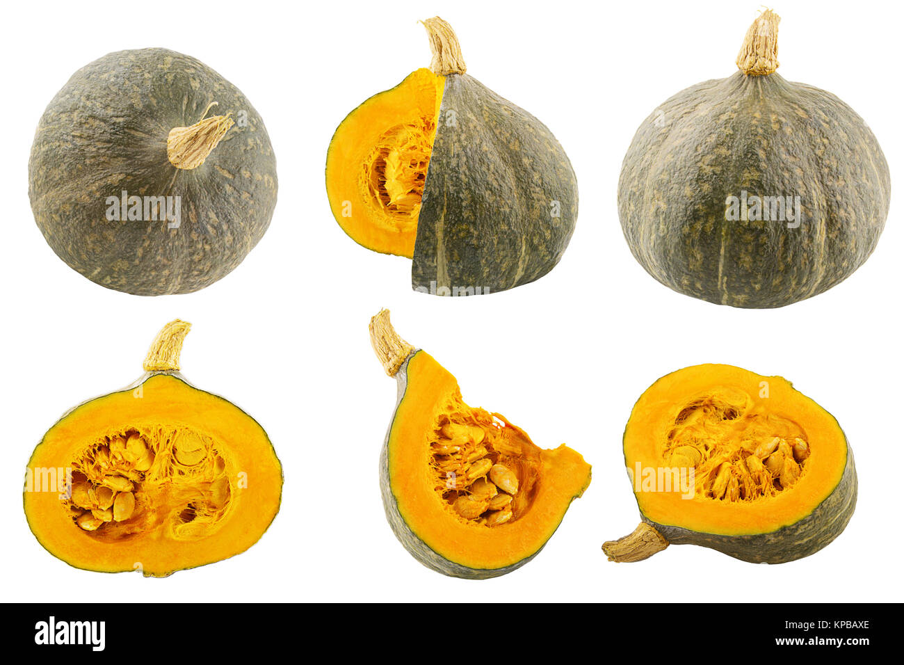 Collection of isolated pumpkins on white background with clipping path ...
