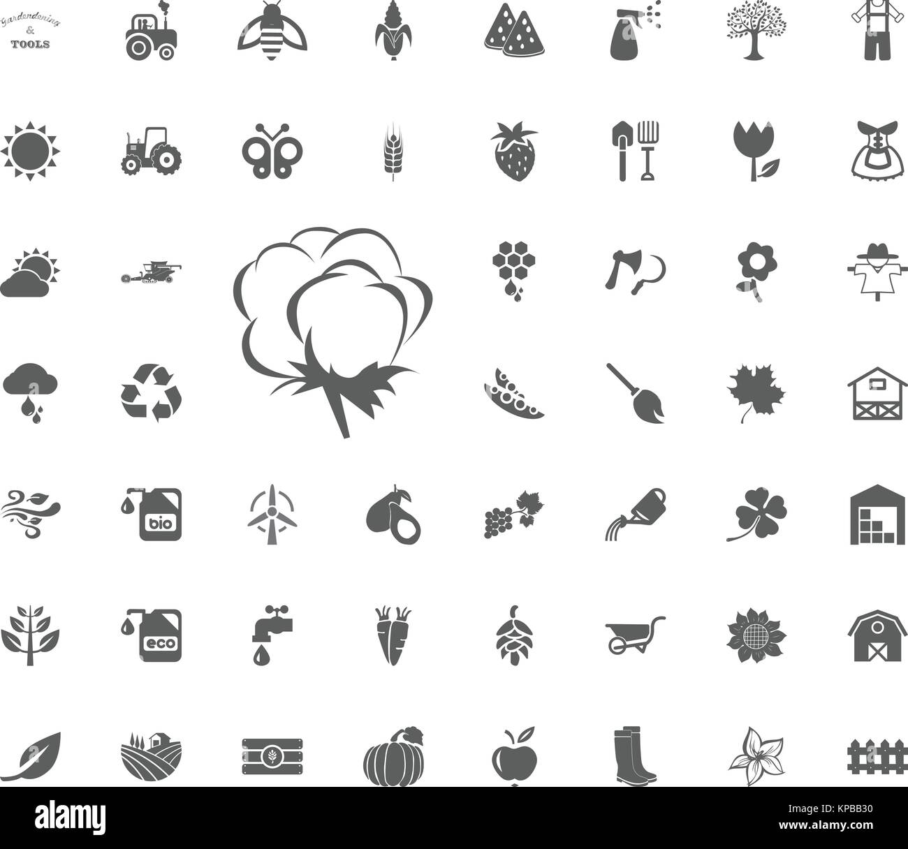 Cotton icon. Gardening and tools vector icons set Stock Vector Image ...