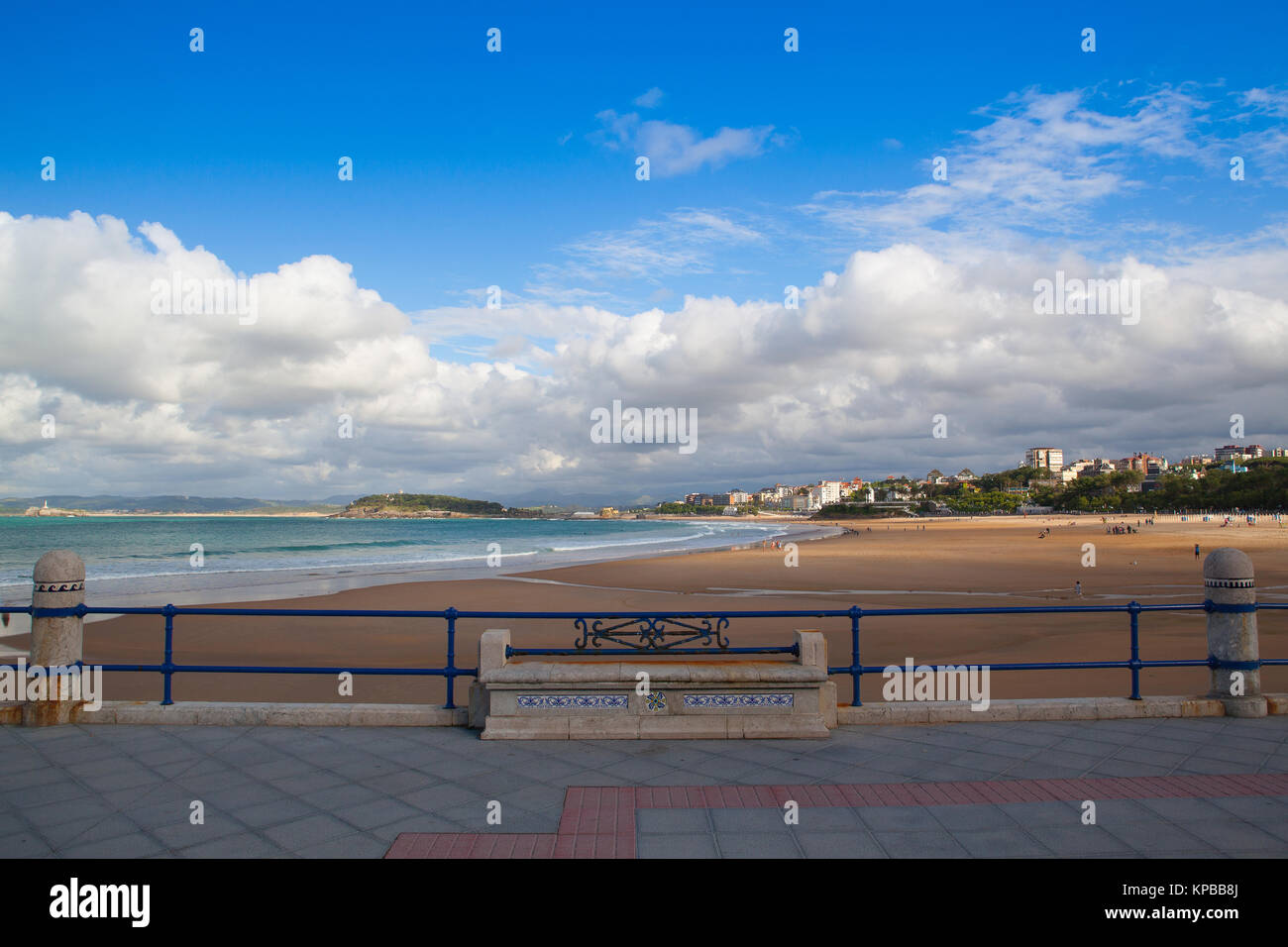 El Sardinero waterfront promenade and surfer beach. El Sardinero is a ...