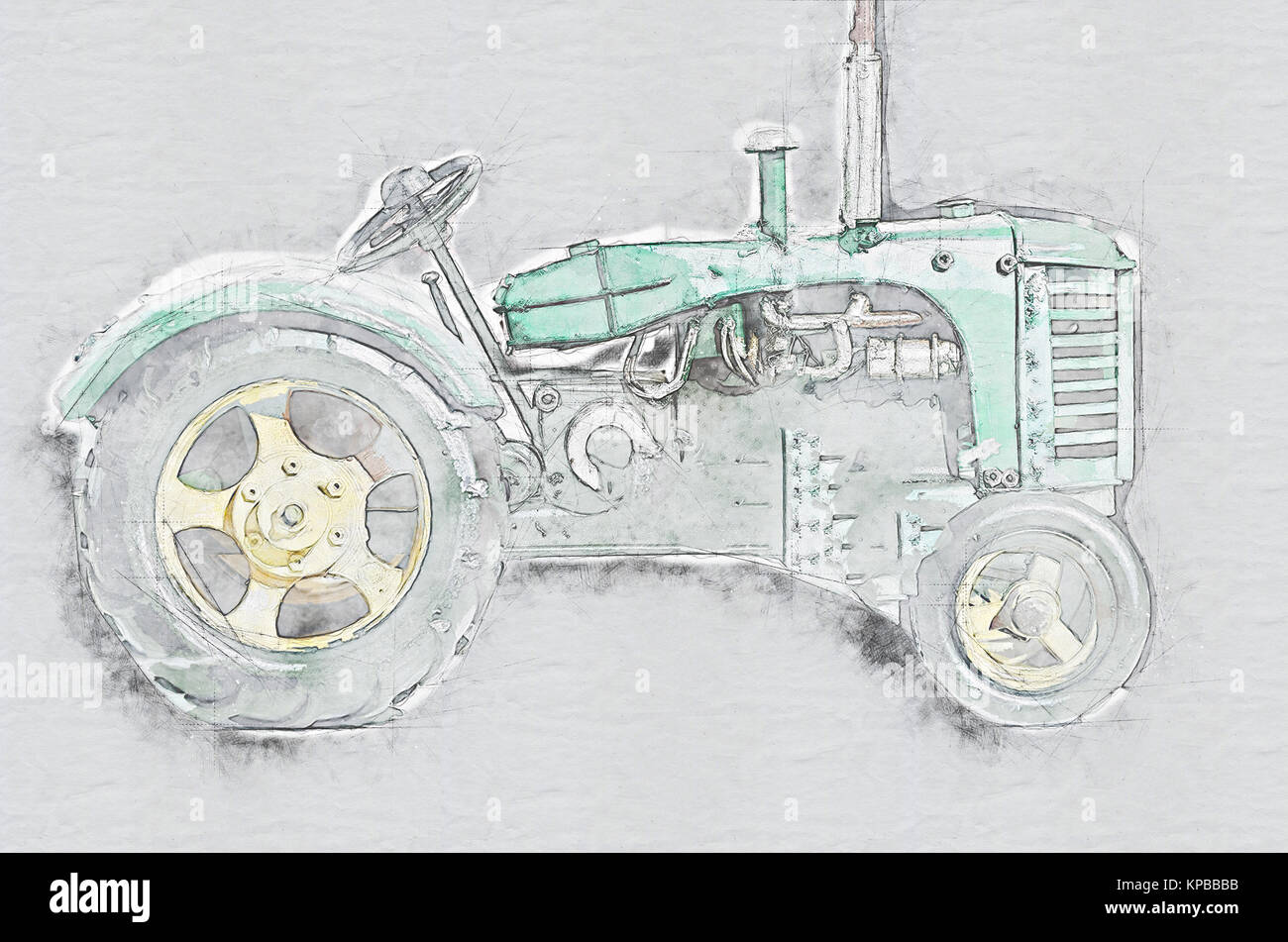 Tractor with a subsoiler on technical drawing Stock Photo - Alamy
