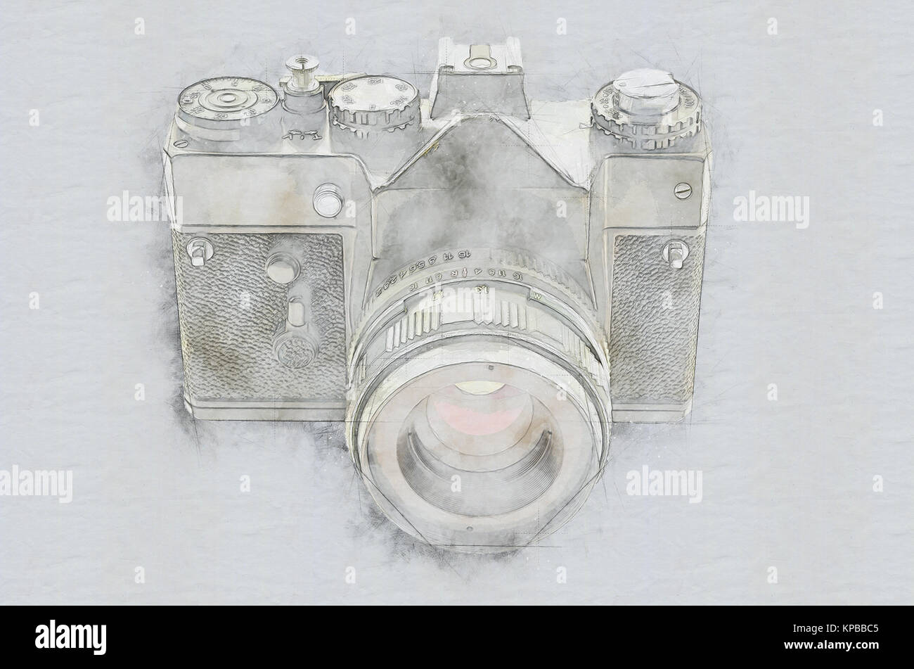 Old-time photo-camera on grey background Stock Photo - Alamy