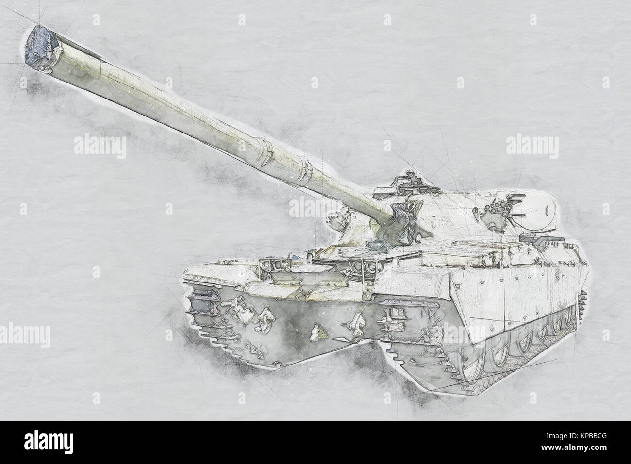 Vintage WWII tank isolated on a grey background in technical drawing ...