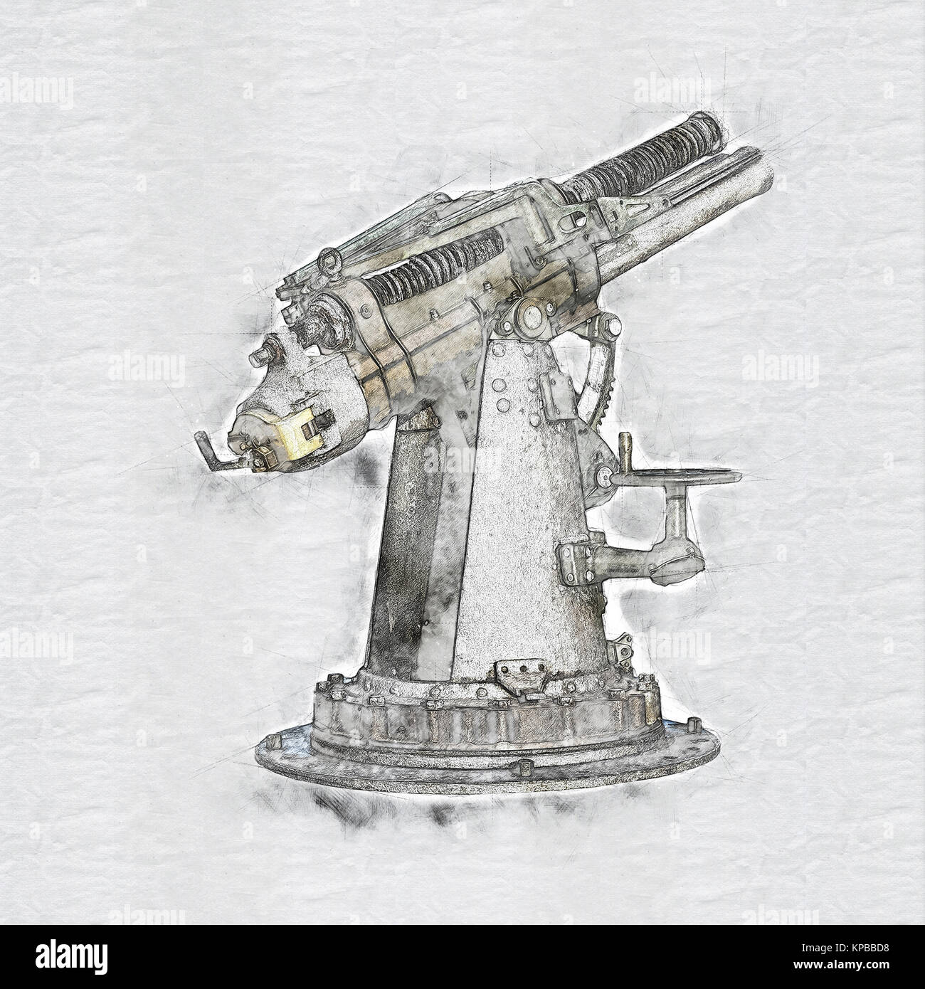 Old Powerful machine Gun isolated in technical drawing Stock Photo - Alamy