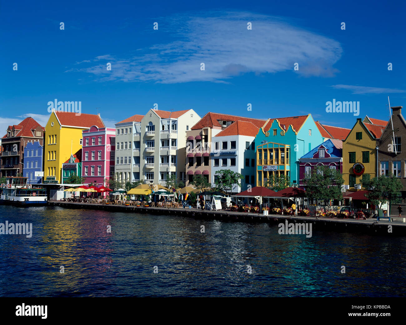 Willemstad, houses at Handelskade, Curacao, Netherlands Antilles Stock ...