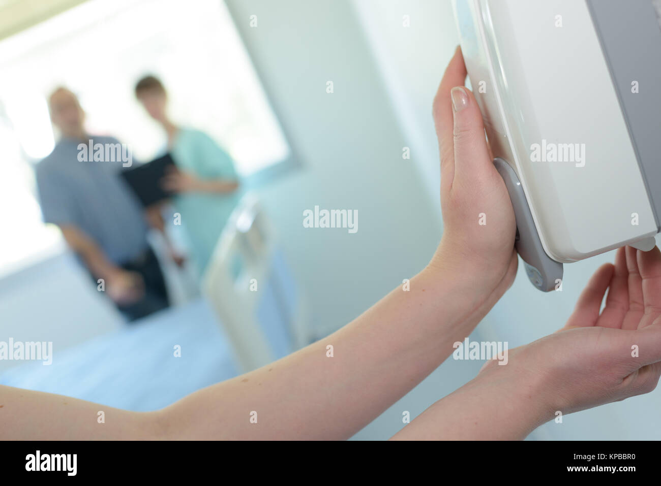 soap dispenser in hospital Stock Photo - Alamy
