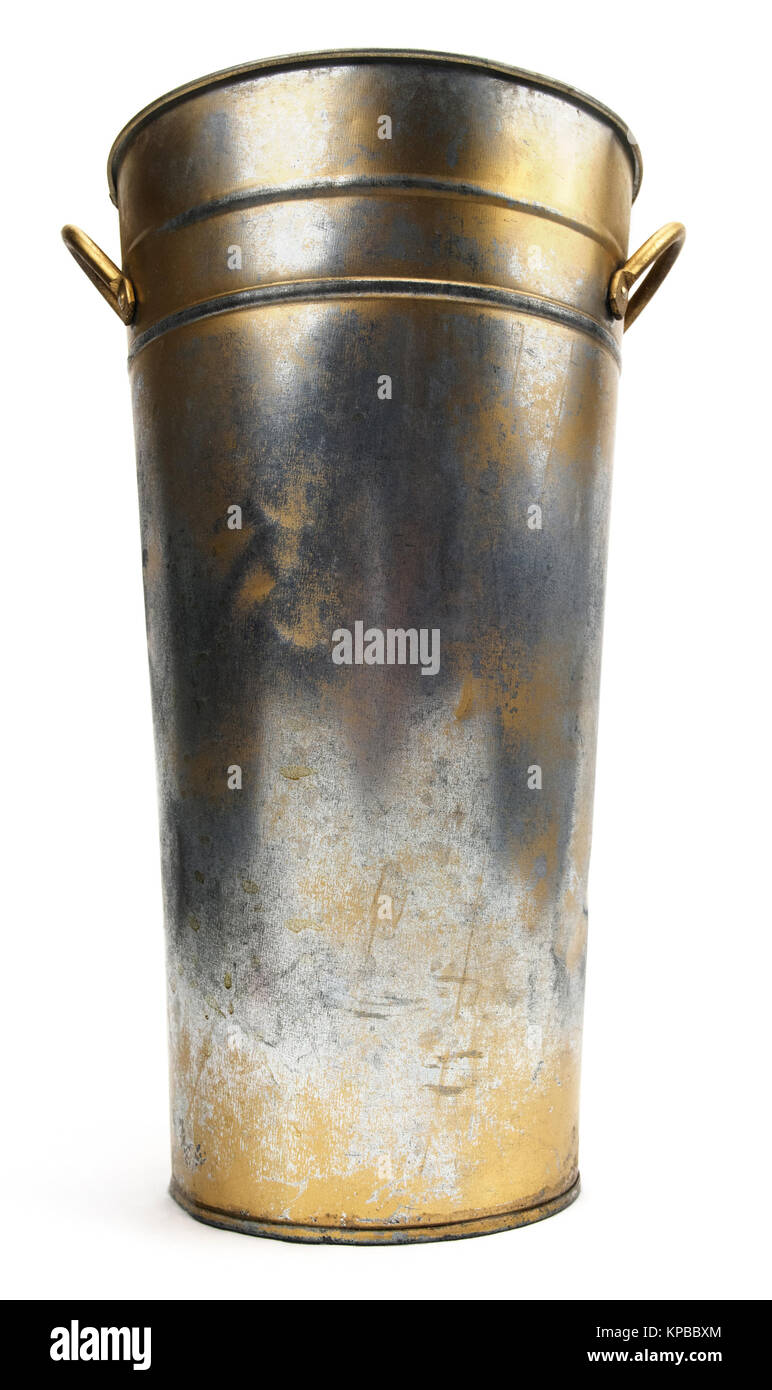Isolated metal bucket on a white background Stock Photo - Alamy