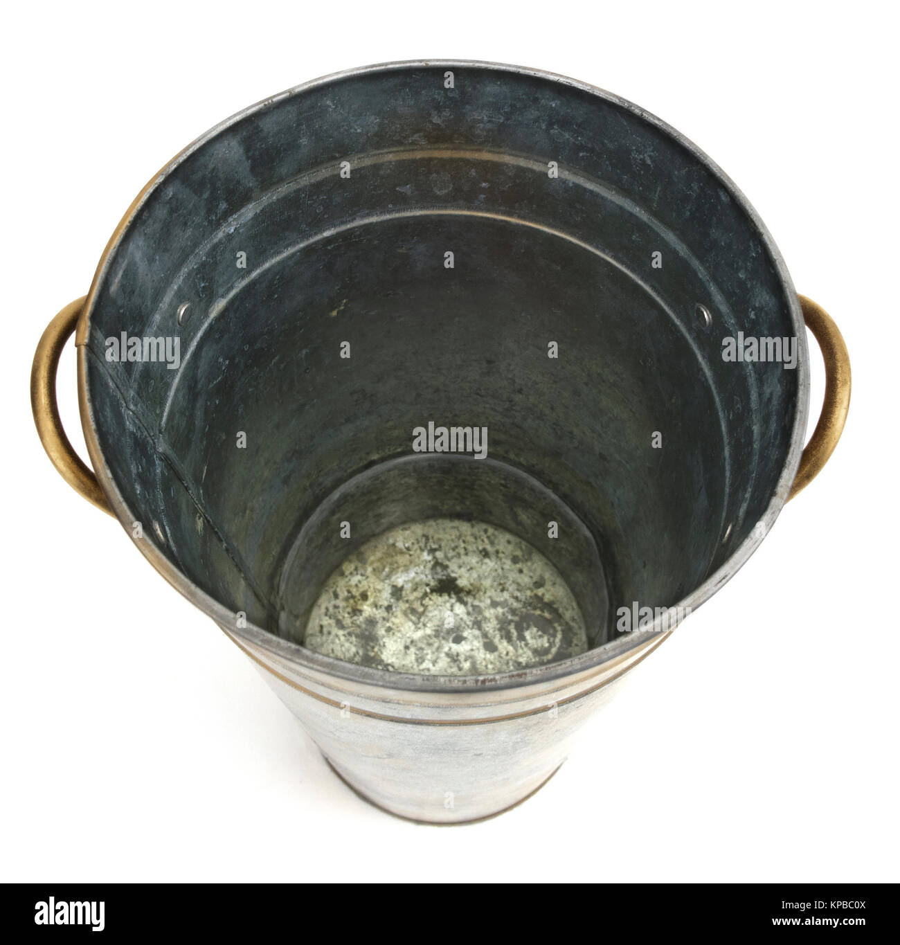 Isolated metal trash bucket on a white background Stock Photo - Alamy