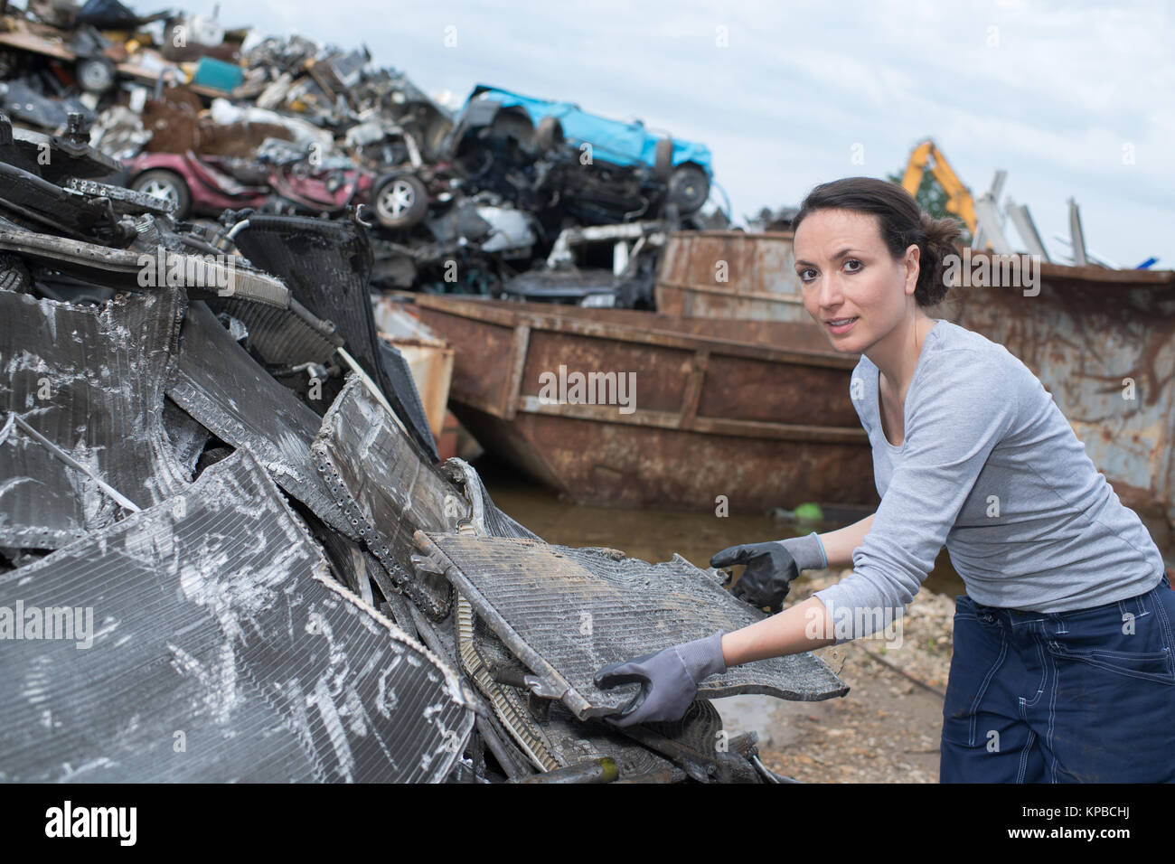 female worker at the junkyard Stock Photo - Alamy