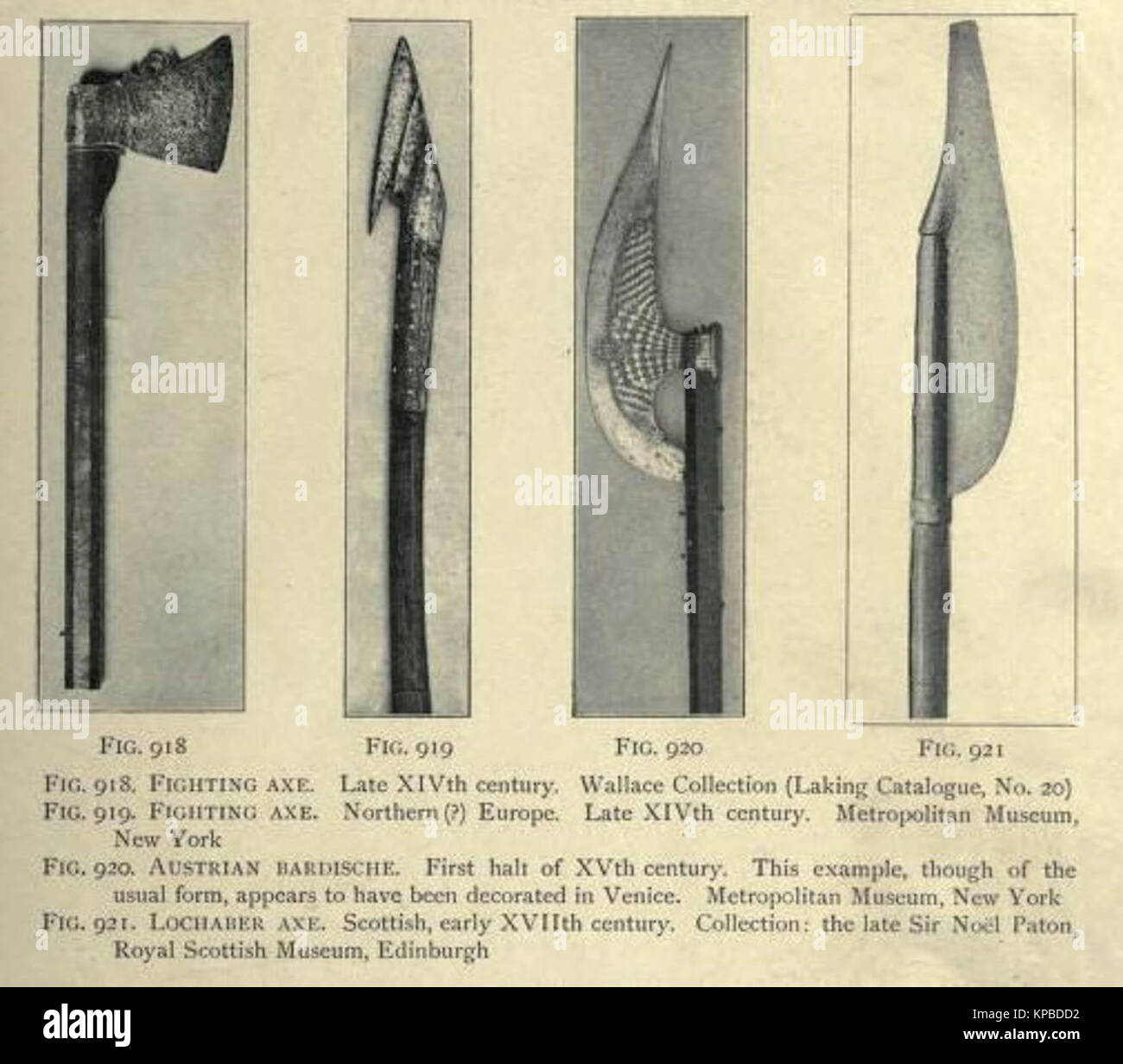 Several medieval battle axes including a 14th century Austrian Bardiche ...