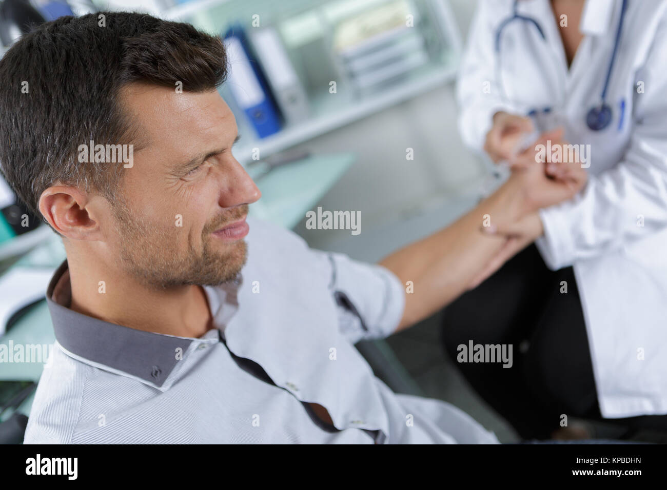 man is scared of injections Stock Photo - Alamy