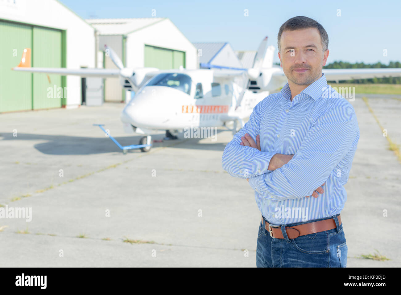 pilot with plane Stock Photo - Alamy