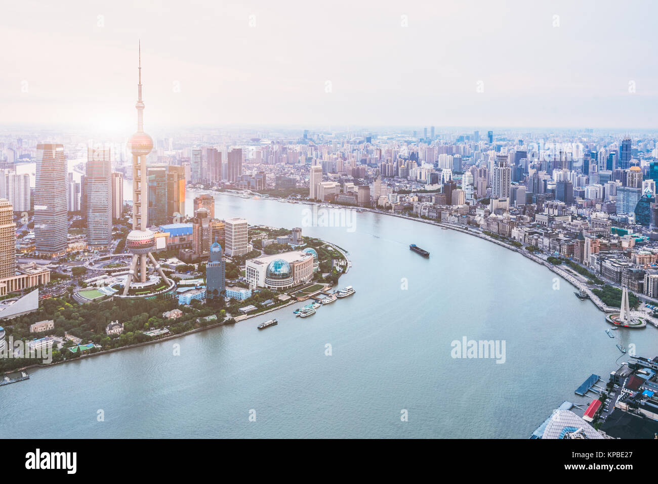Aerial view of Shanghai skyline of China Stock Photo - Alamy