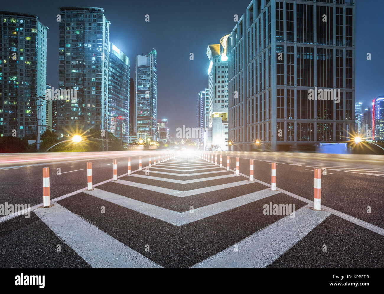 empty asphalt road through modern city in China Stock Photo - Alamy