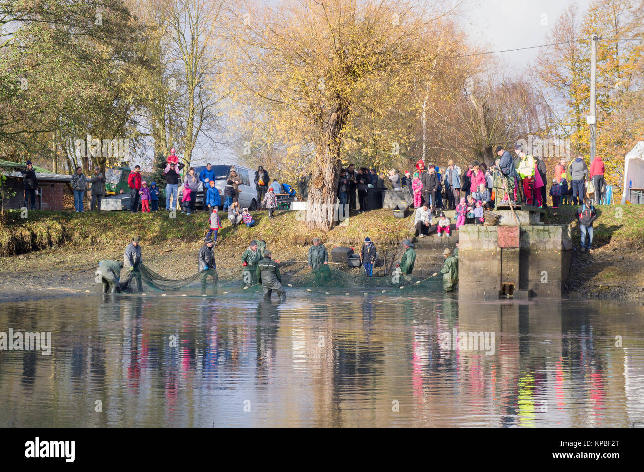 fishermen, fish, pond, fish out, haul, net Stock Photo - Alamy