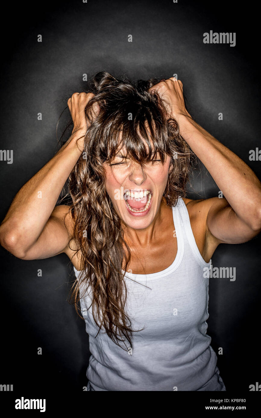 Portrait angry screaming woman hi-res stock photography and images - Alamy