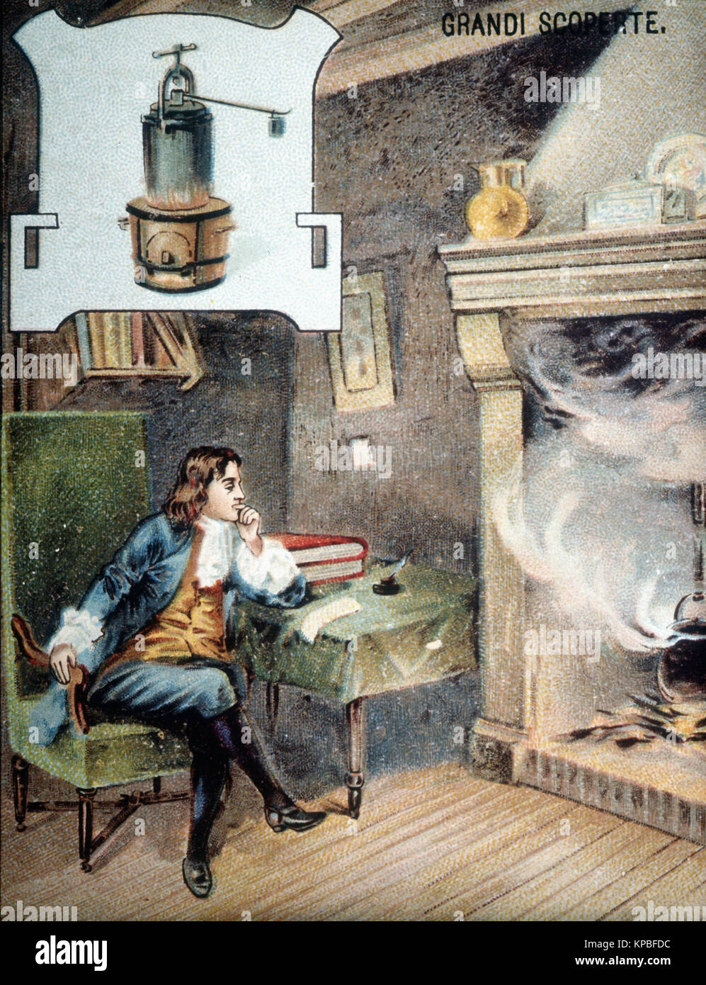 Denis Papin invents the pot - Chromolithography of the 19th century ...