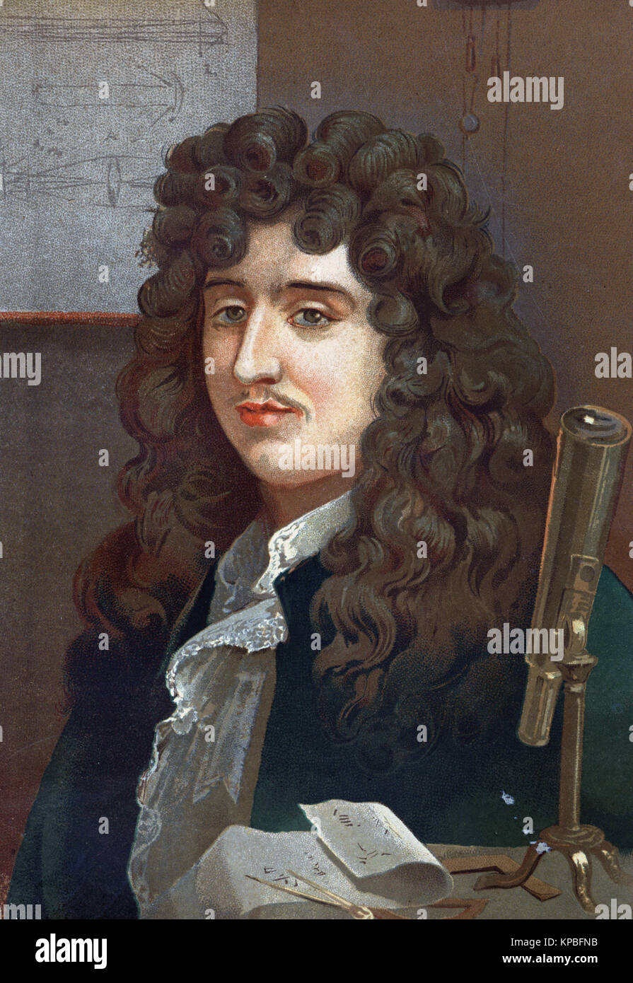 portrait of Christiaan Huygens. Dutch physicist and mathematician (1629 ...