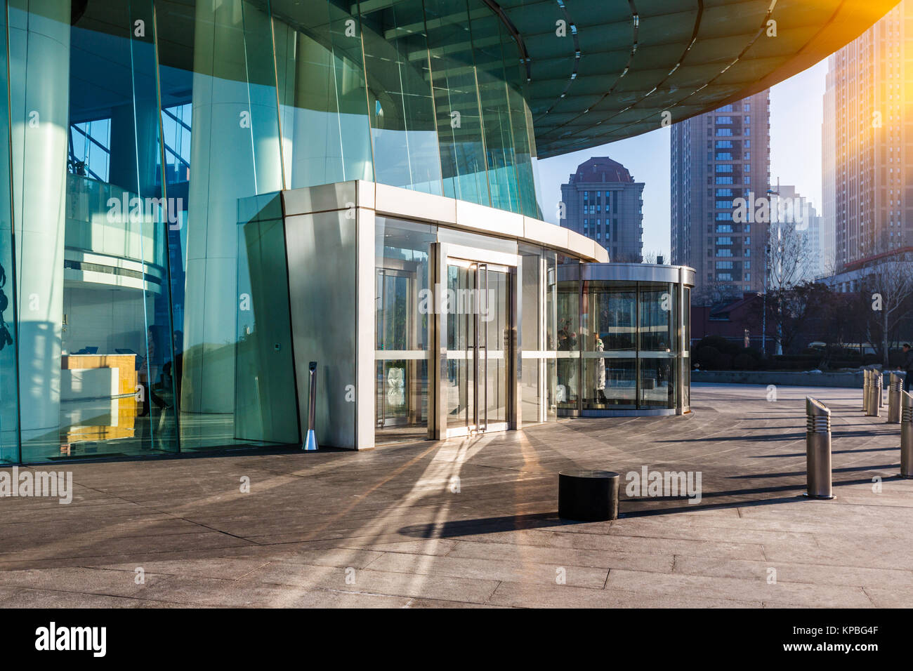 Modern building exterior and empty square floor in city of China Stock ...