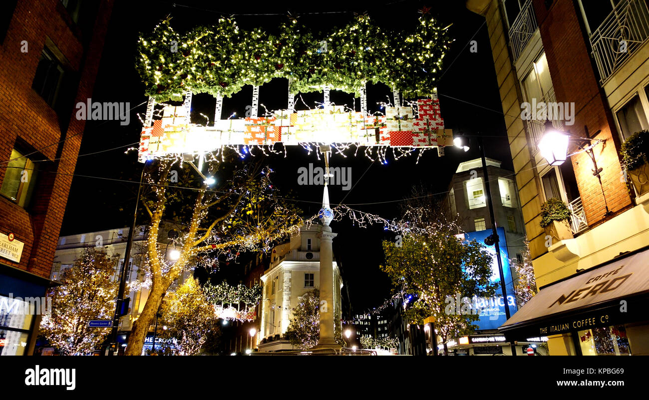 Seven Dials by night London England Stock Photo - Alamy