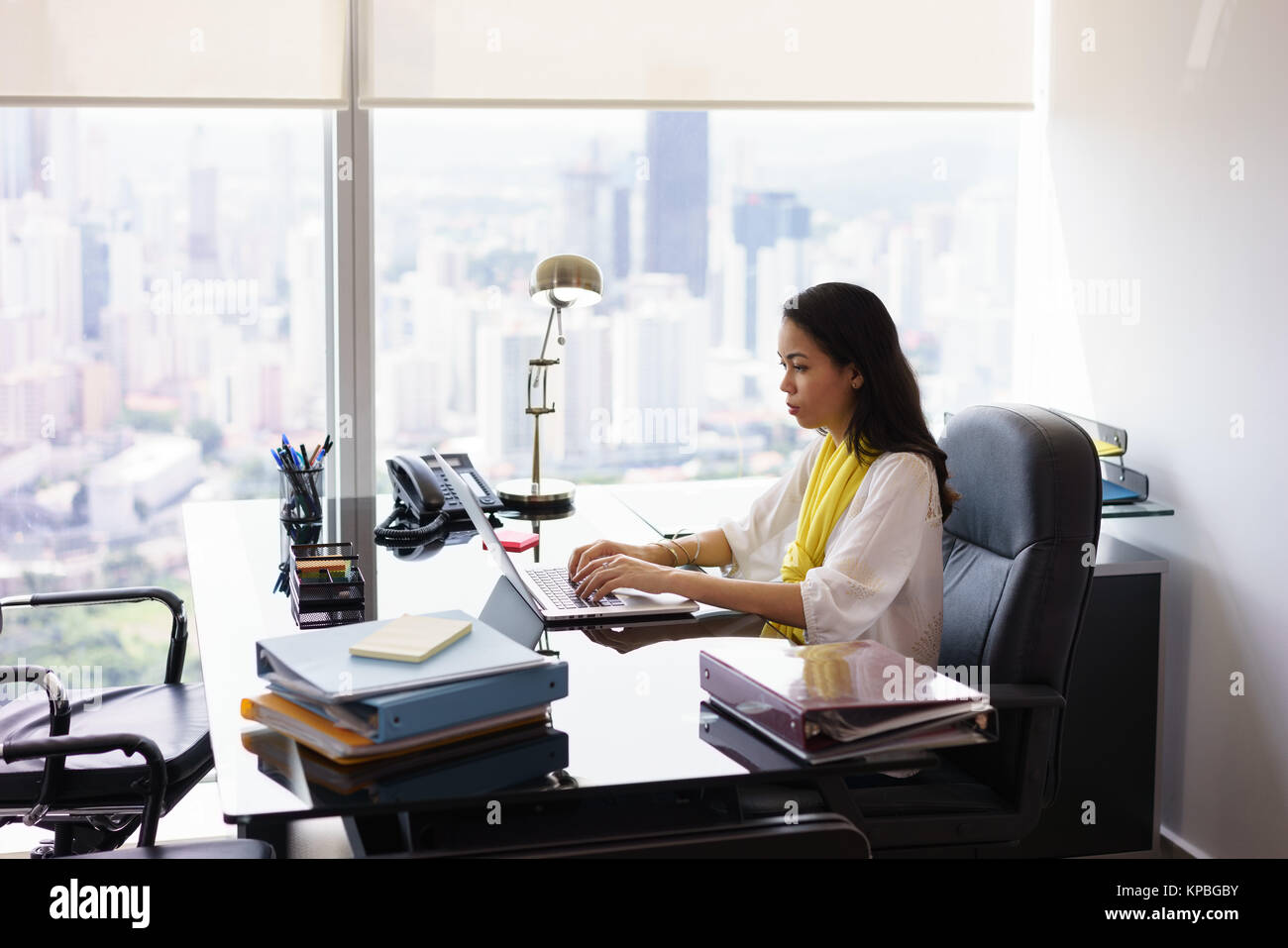 Business Woman Secretary Typing On Laptop Computer In Office Stock ...