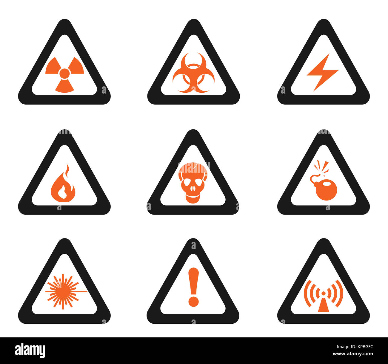 Hazard Sign Icons Stock Photo - Alamy
