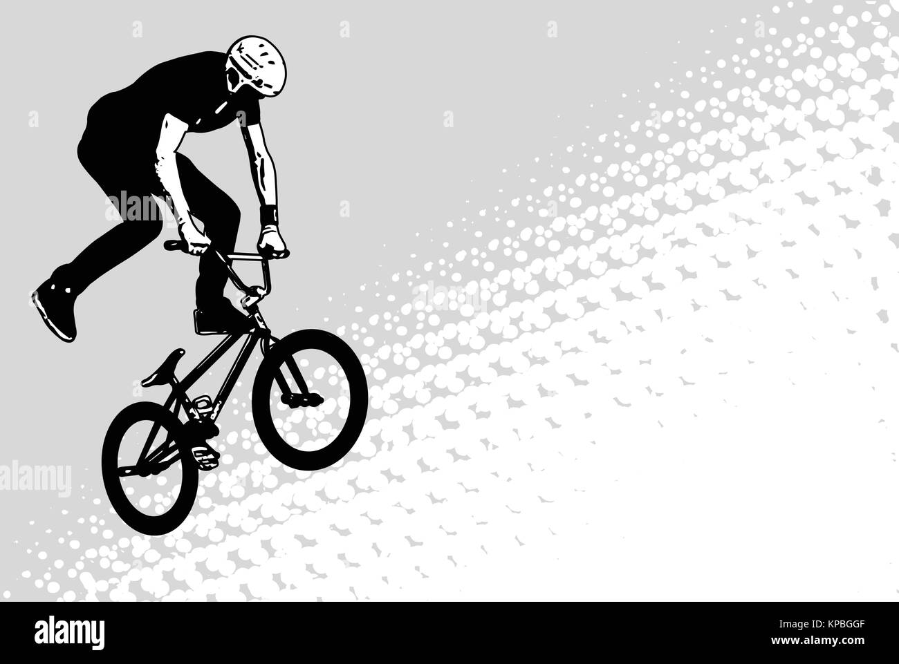 bmx cyclist sketch on abstract halftone background - vector Stock ...
