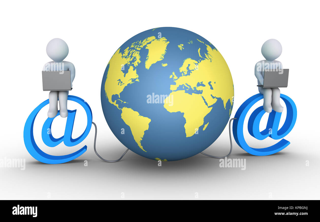 Two people connected to the world Stock Photo - Alamy