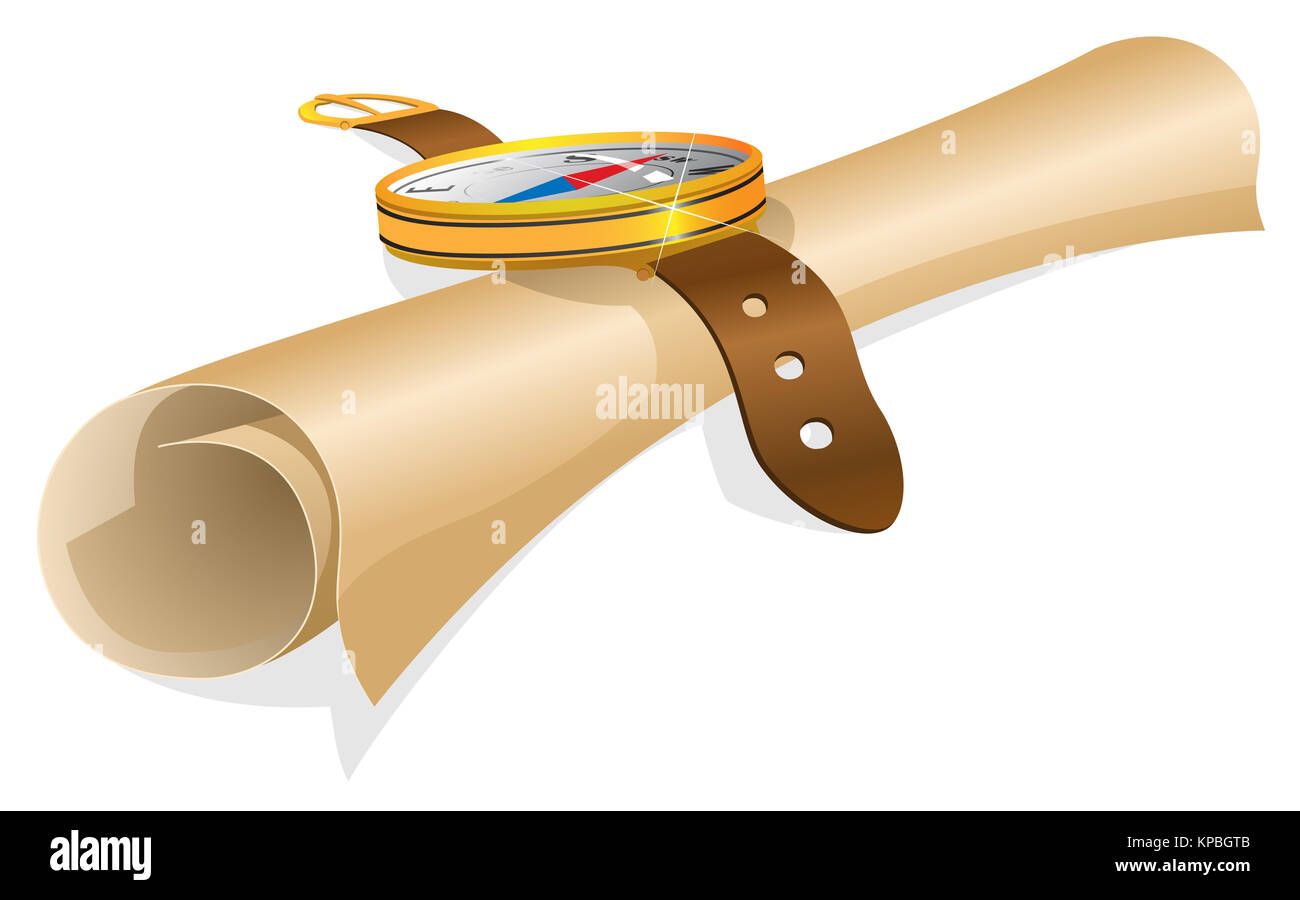 Vector navigation - map and compass Stock Photo - Alamy
