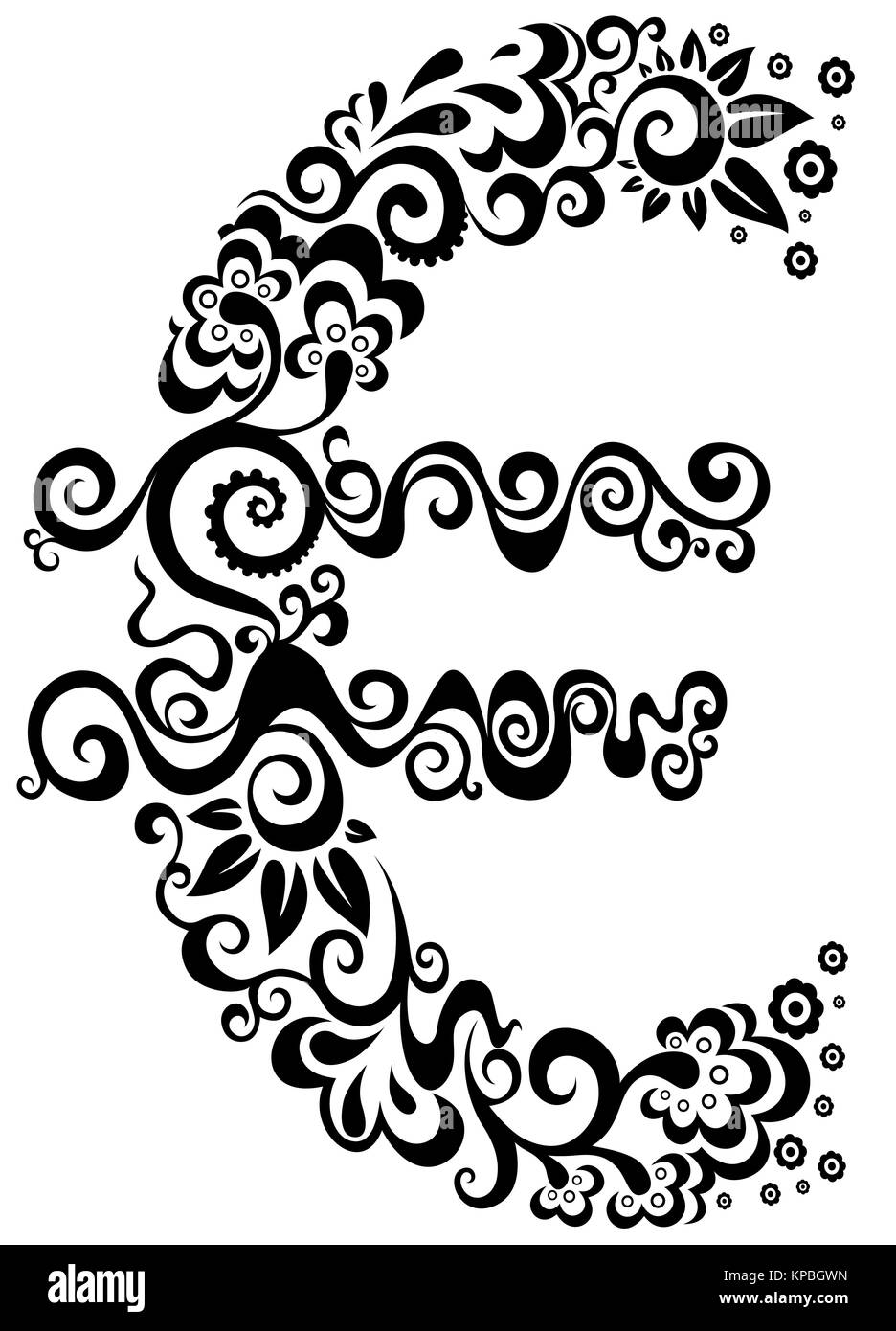 Decorative floral euro sign Stock Photo - Alamy