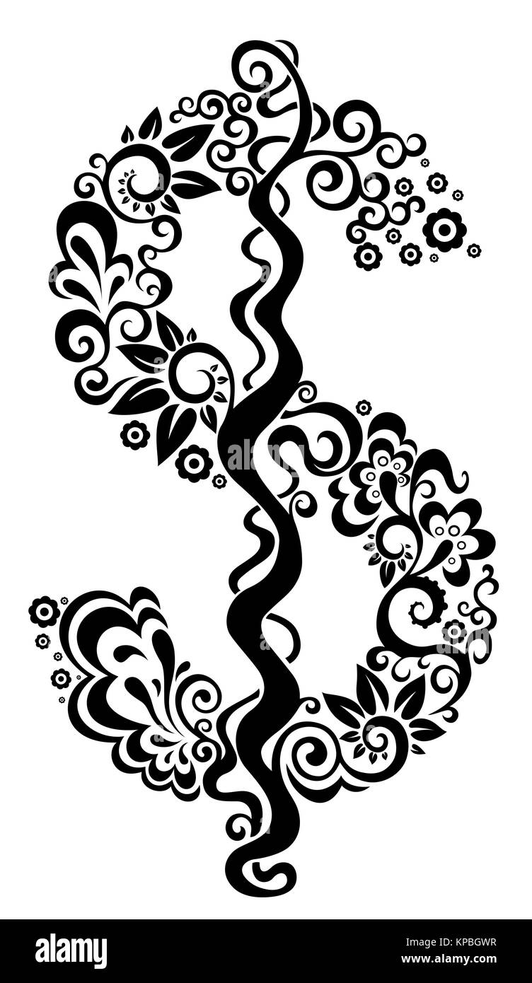 decorative floral dollar sign Stock Photo - Alamy