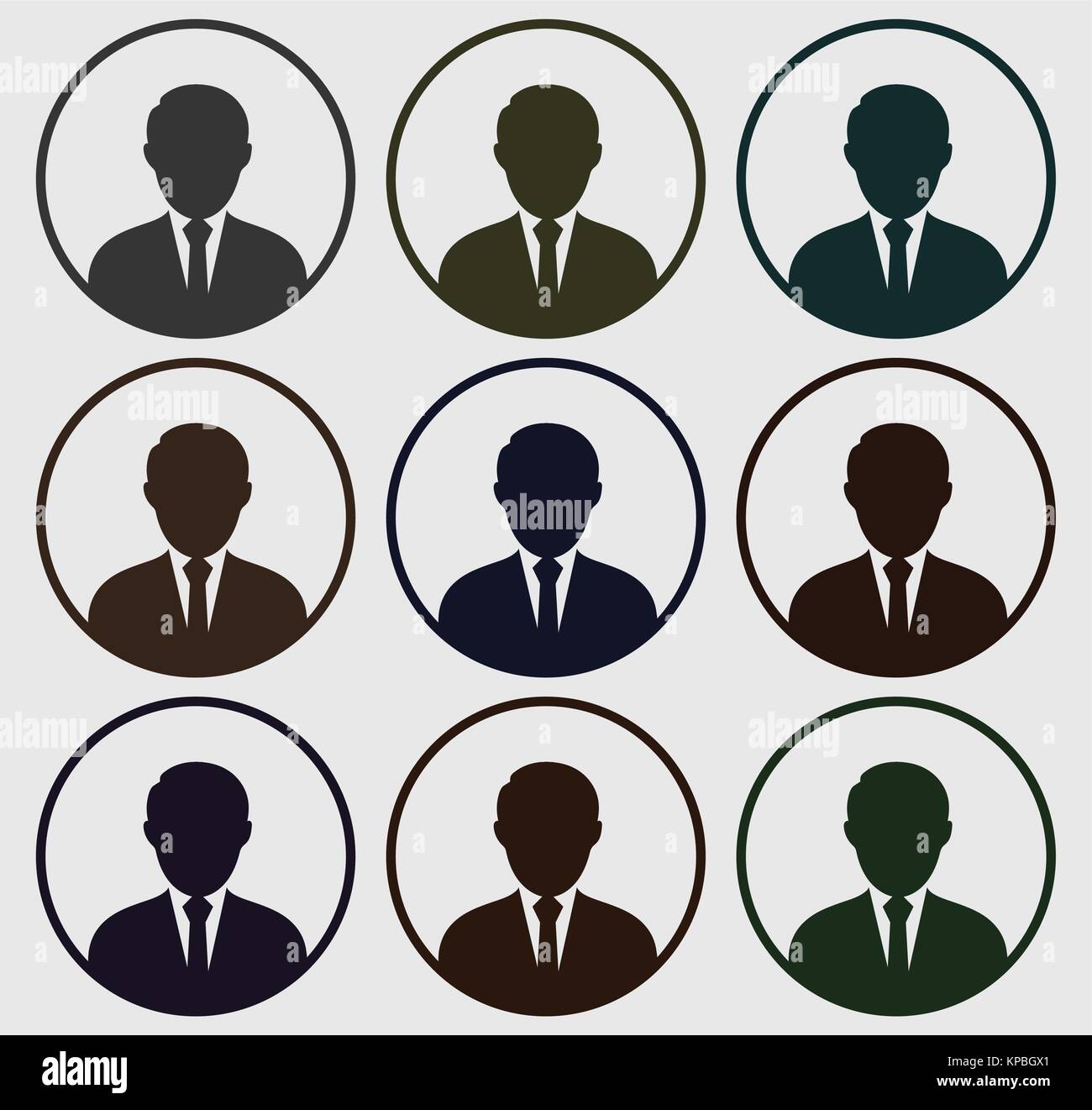 Profile Icon Set. Different colors peoples on gray background Stock ...
