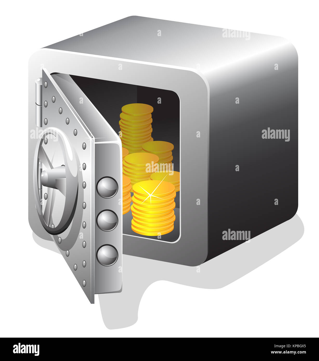 open safe with gold coins Stock Photo - Alamy