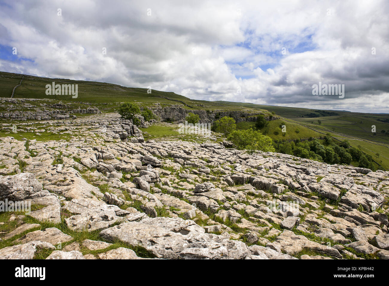 The limestone pavement on the top of Malham Cove, North Yorkshire ...