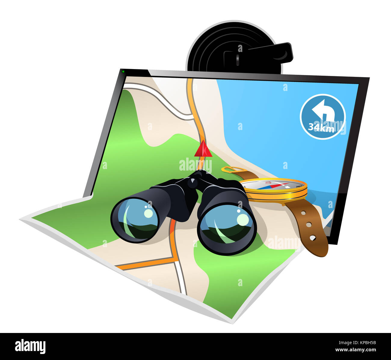 3D view of a map navigation on a tablet Stock Photo - Alamy