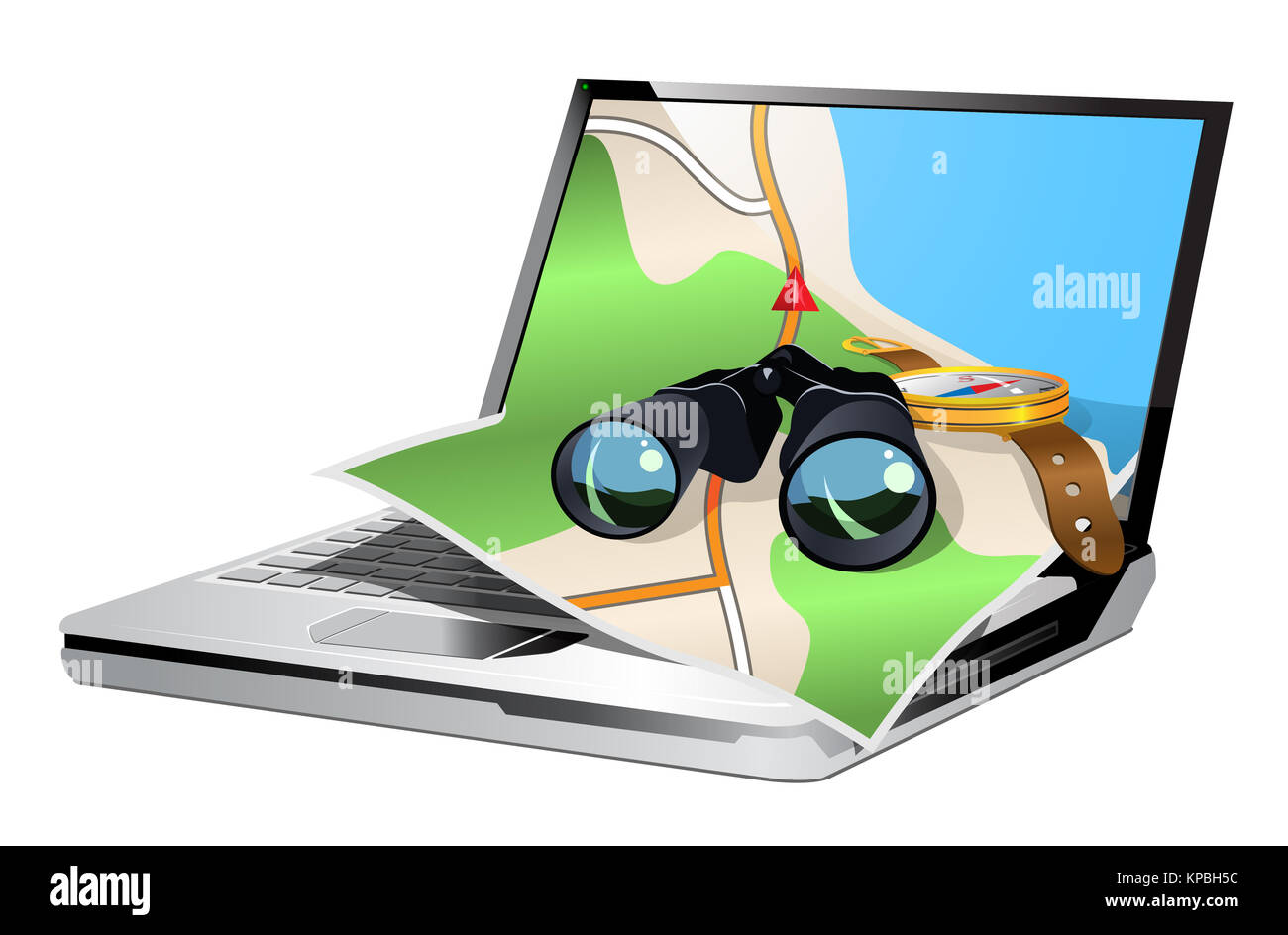 illustration of the gps navigation on laptop Stock Photo - Alamy
