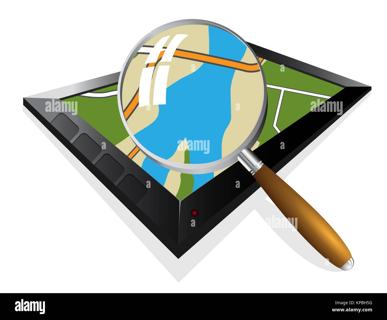 3D view of a map navigation on a tablet Stock Photo - Alamy